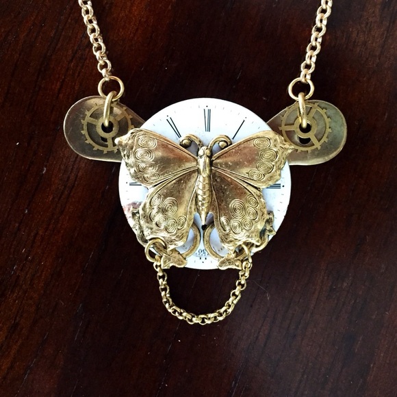 Wenchie | Jewelry | Beautiful Brass Butterfly Antique Ceramic Watch ...